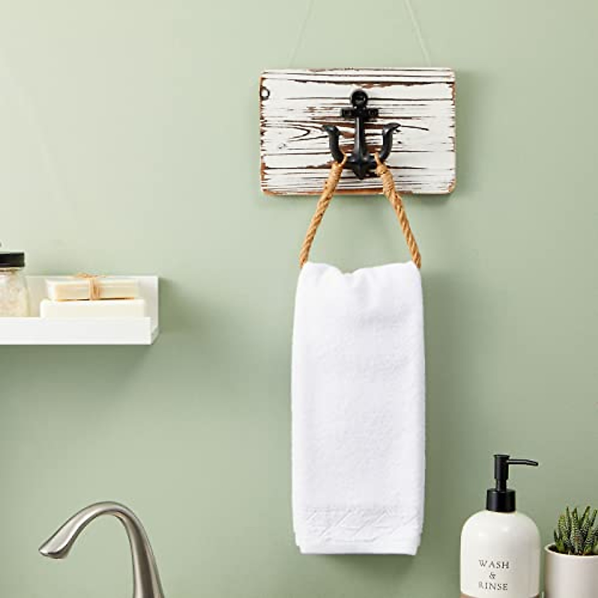 Okuna Outpost 2 Pack Nautical Towel Ring Holder, Anchor Bathroom Decor and Accessories (9 x 6 in)