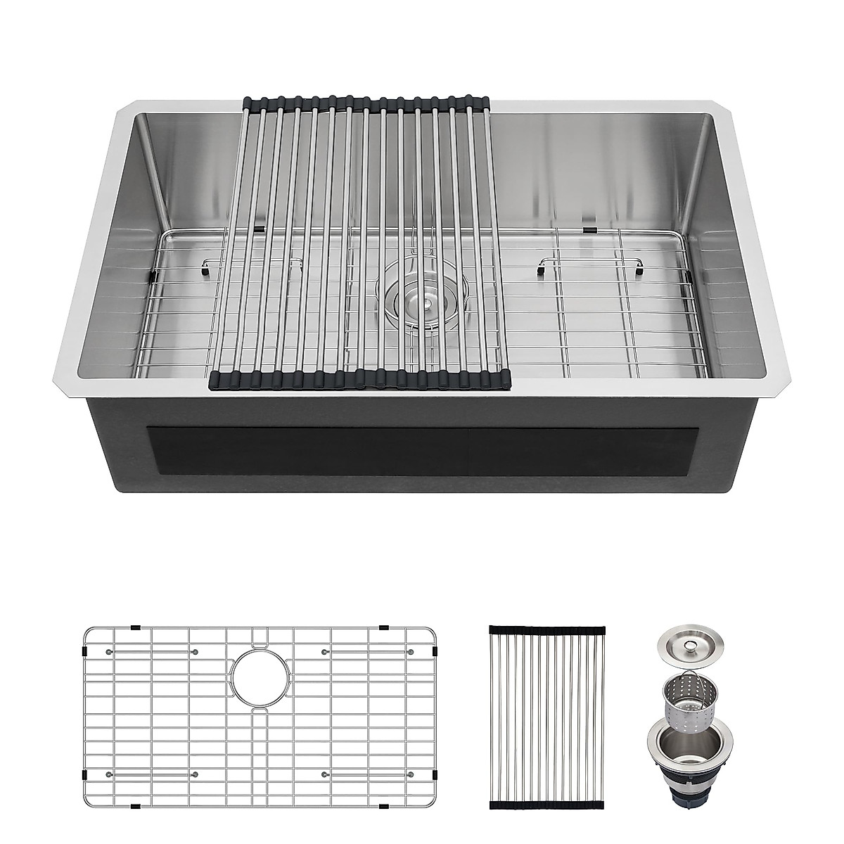 32x19 Undermount Kitchen Sink - GhomeG 32 Inch Deep Single Bowl kitchen sink 16 Gauge Stainless Steel Under Counter Kitchen Sink Basin With R10 Round Corners