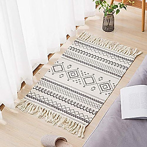 Kingrol 2 Pack Geometric Moroccan Area Rugs, Cotton Rugs for Kitchen Living Room Bedroom Bathroom Laundry Room, 2 x 3 Feet, 2 x 4.2 Feet