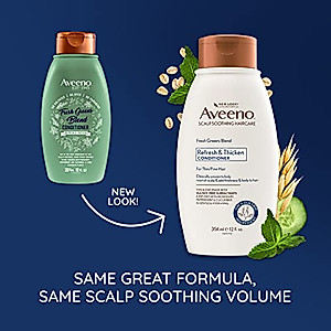 Aveeno, Fresh Greens Blend Sulfate-Free Conditioner with Rosemary, Peppermint & Cucumber to Thicken & Nourish, Clarifying & Volumizing for Thin or Fine Hair, Paraben-Free, 12oz