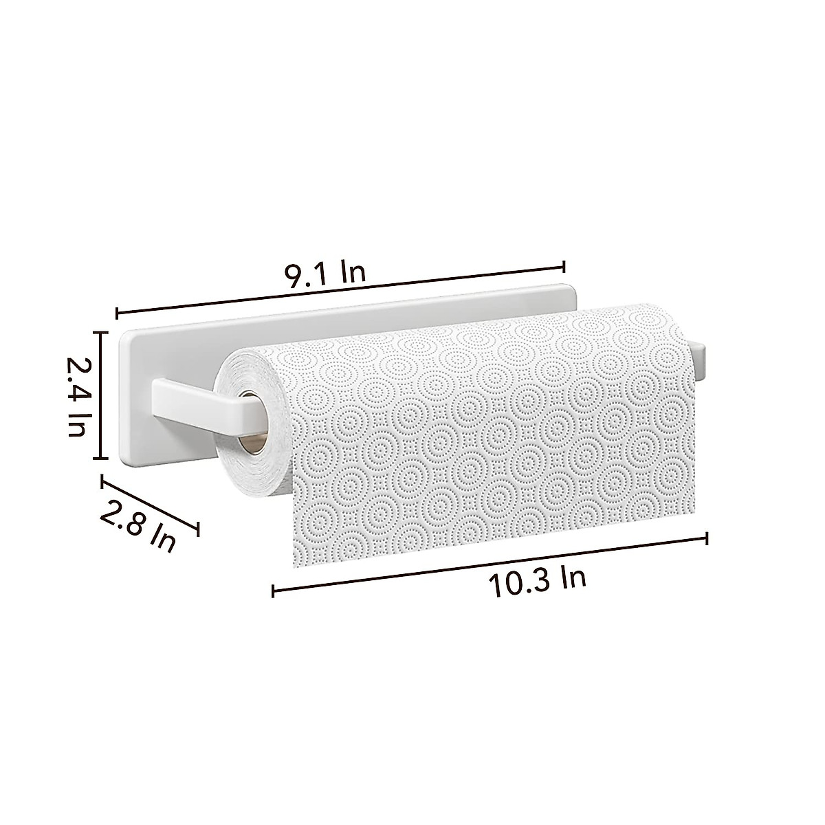 Esusom Paper Towel Holder Under Cabinet Rolls Plastic Cling Film Paper Towel Holder Adhesive for Kitchen Anti-Rust Metal Bathroom Toilet Paper Towel Holder Wall Mounted