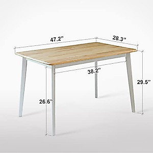 Livinia 3-Piece Dining Table Set, Canberra 47.2" Table (Natural-White) Canberra 37.4" Dining Bench (Natural-White) Set