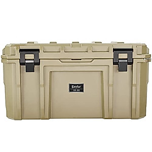 SR-90 Large Crossover Overland Cargo Case, Equipment Hard Case, Roto Molded, Stackable with Pad-Lock Hasp, Strap Mountable, TSA Standard, IPX4 Rated, 90 Liters (Tan)