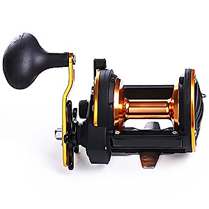 Sougayilang Conventional Reel Trolling Fishing Reel Powerful Drag Fishing Reel for Saltwater Big Game (TS50-gold)