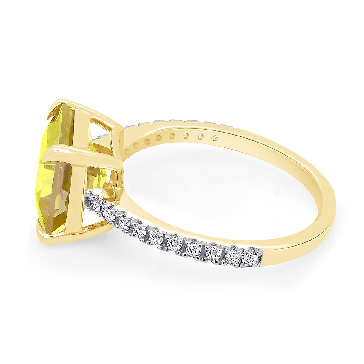 Jewel Zone US Asscher Cut Canary Yellow White Cubic Zirconia Ring in 14k Yellow Gold Over Sterling Silver