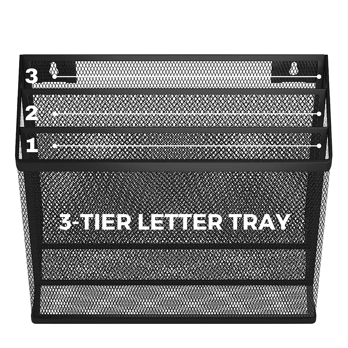 1InTheOffice 3 Tiers File Folder Organizer, Desk Sorter, Black Mesh Organizer