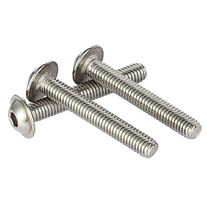 M6-1.0 x 25mm Flanged Button Head Socket Cap Screws, Stainless Steel 18-8 (304), Bright Finish, Full Thread, Allen Socket Drive, 25 PCS