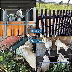 QVQE Hay Feeder Goat, 18 Gallon Multiple Sided Goat Hay Rack, Heavy Duty Iron Wall Hay Rack for Sheep with Detachable Grain Tray, Effortless Installation in Farm, Yield