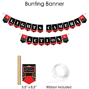 Big Dot of Happiness Red Carpet Hollywood - Movie Night Party Supplies - Banner Decoration Kit - Fundle Bundle