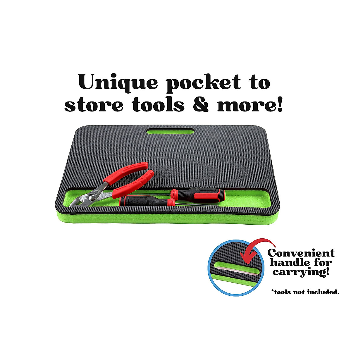 Polar Whale 4 Portable Knee Cushions Green and Black with Tool Pocket for Home Garden Work Automotive Workshop More Durable Thick Comfortable High Density Waterproof Foam 15 x 10 Inches Kneeling Pad