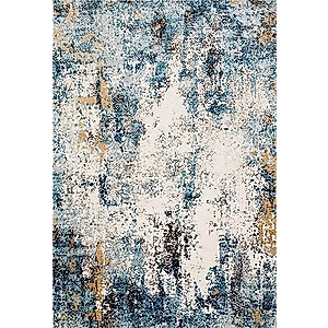 Loloi II Alchemy Collection ALC-05 Denim/Ivory, Contemporary 6'-7" x 9'-2" Area Rug