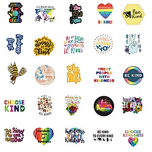 53Pcs Be Kind Stickers Pack, Inspirational Quote, Motivational Saying Aesthetic Decal | Vinyl Waterproof Kindness Stickers for Water Bottle,Laptop,Phone,Scrapbook,Journal Gifts for Kids Teens Adults