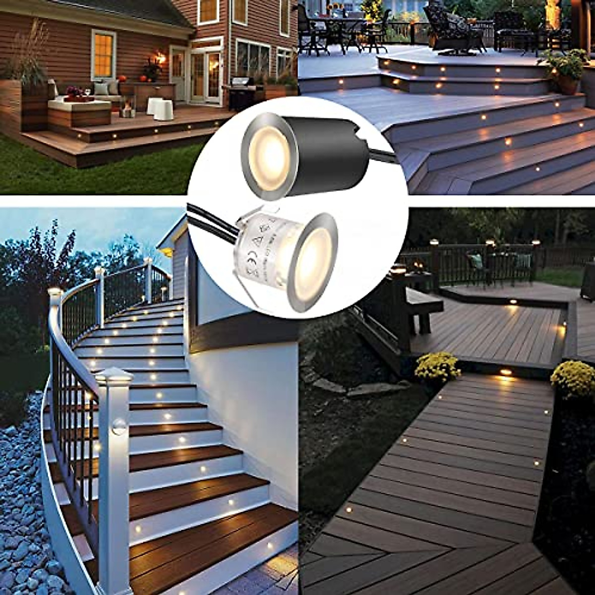 SMY Lighting Recessed LED Deck Light Kits with Protecting Shell φ32mm, In Ground Outdoor LED Landscape Lighting IP67 Waterproof,12V Low Voltage for Garden,Yard Stair,Patio,Floor,Kitchen Decoration