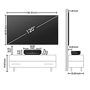 Hisense 120L9G-CINE120A 4K UHD Laser TV, Triple-Laser UST Ultra Short Throw Projector with 120" ALR Screen, 3000 Lumens, Android TV, HDR10, 40W Dolby Atmos, Built-in Alexa and Google Assistant