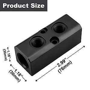 Air Manifold, 3 Way 5 Port Air Compressor Manifold, Air Hose Inline Manifold Block Splitter, Pneumatic Manifold Air Distribution Block, NPT 1/2 Inch Supply Port, NPT 1/4 Inch Output Port(BLACK)