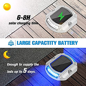 VOLISUN Solar Driveway Lights Dock Deck Lights 12 Pack,2 Colors in 1, LED Solar Powered Waterproof Outdoor Warning Step Lights for Driveway Sidewalk Pathway (2 Colors Lighting,White/Blue)