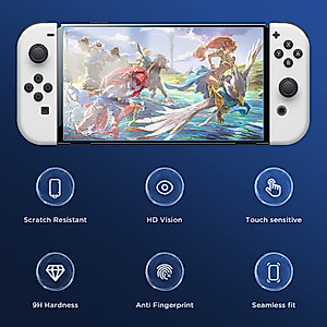 DLseego Tempered Glass Screen Protector 2 Pack for Switch OLED Model 2021 New with Transparent HD Clear Screen Protector for Switch OLED 7'' Anti Scratch Bubble Free Design - 2 Pack
