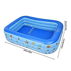 Inflatable Pool, 98.4" X 66.9"X 21.7" Swimming Pool for Toddlers, Adult, Kids, Infant, Full-Sized Inflatable Blow Up Kiddie Pool for Summer Swim Center, Outdoor, Garden, Backyard,
