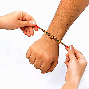 Gifts Set of 3 Rakhi Bracelet for Brother Bhai Rakshabandhan Rakhee Thread, Raksha Bandhan Festival Rakhi for Bhaiya n Bhabhi, Indian Designer Latest Rakhi for Bhai Thread Bracelets