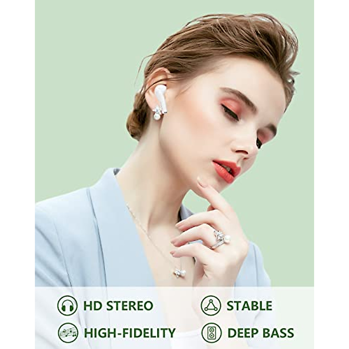 JOYHOOSH Wireless Earbuds Bluetooth Earbuds Touch Control with Charging Case Bluetooth 5.2 IPX6 Waterproof Stereo Earphones in-Ear Headphone with Mic Headset Deep Bass for Sport