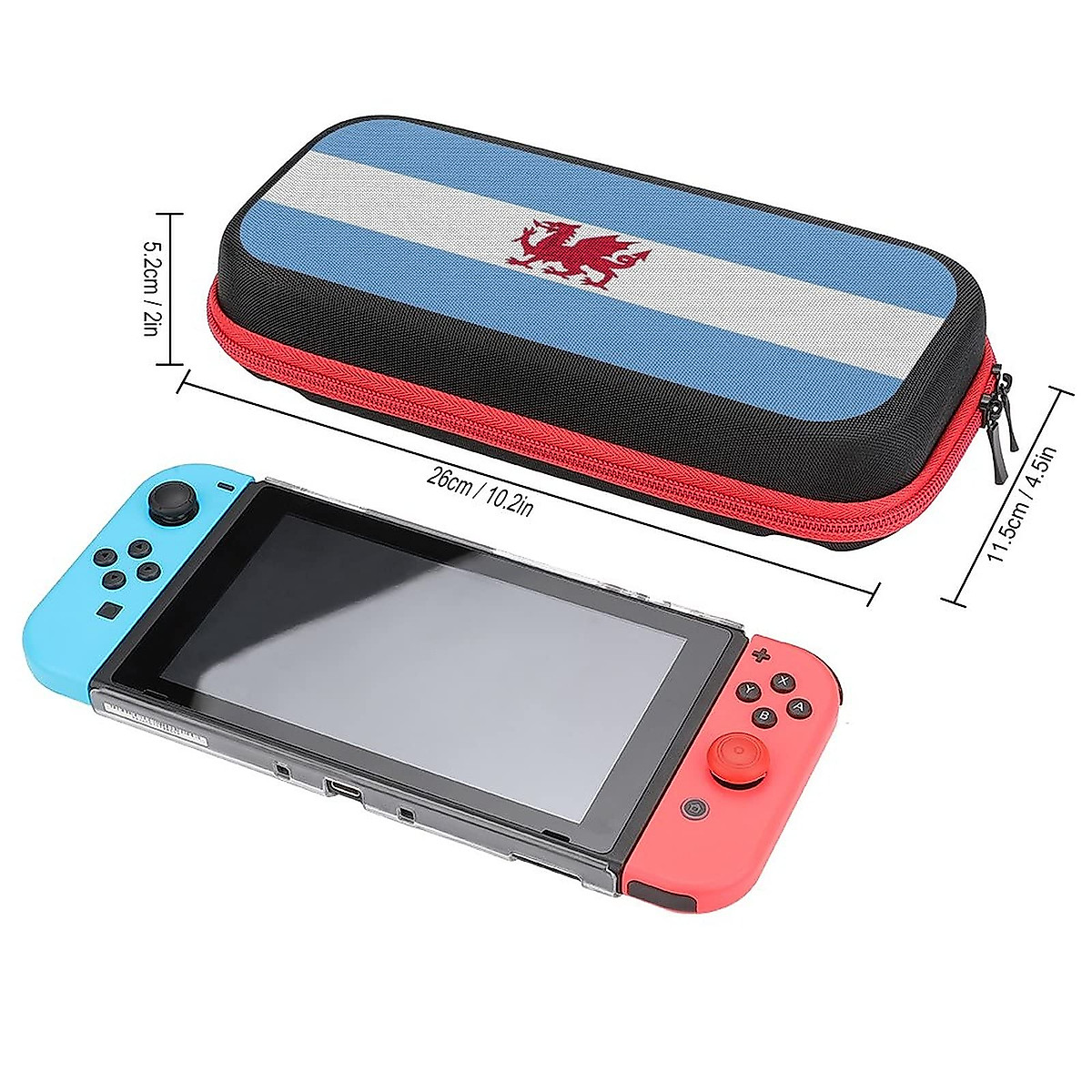 Flag of The Welsh Colony in Patagonia Compatible with Nintendo Switch Carrying Case Portable Travel Carry Cover Accessories With 20 Game Card Slots
