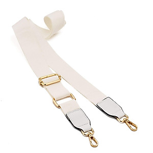 DEVPSISR Wide Shoulder Purse Strap Replacement Adjustable Belt Canvas Bag Crossbody Handbag (Leather Buckle-Creamy White)