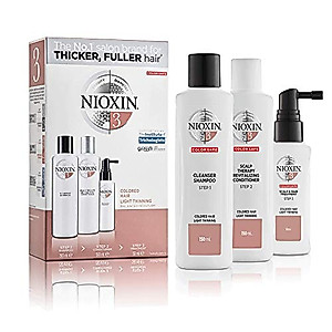 Nioxin System Kit 3, Strengthening & Thickening Hair Treatment, For Color Treated Hair with Light Thinning, Trial Size (1 Month Supply)