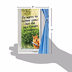 NobleWorks - 1 Happy Birthday Card with Funny Animals - Wildlife and Pet Humor, Fun Birthday Celebration Notecard - Empty Bird Feeder C2561BDG