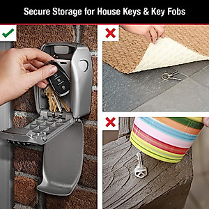 Master Lock Heavy Duty Wall Mount Key Box, Outdoor Mounted Lock Box for House Keys Safe with Combination Lock, 5 Key Capacity, Zinc, 5415D