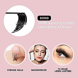 Lash Bond and Seal, Cluster Lash Glue Mascara Wand DIY Eyelash Extension Bond & Seal Infused with Biotin & Vitamin E, Bond and Seal Lash Glue for All Day Wear Super Strong Hold 72 Hours