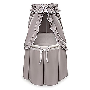 Empress Round Baby Bassinet with Bedding, Pad, and Storage
