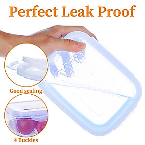 ECASIS 5 Food Storage Containers,Airtight Plastic Meal Prep Containers With Leakproof Locking Lids,for Microwave, Oven, Freezer and Dishwasher - Pen&Label（Blue）