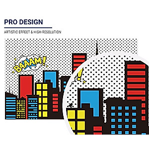 Allenjoy Superhero Themed Backdrops Super City Skyline Buildings Children Birthday Supplies Favors Decorations Photography Party Event Banner Photo Studio Booth Background Baby Shower