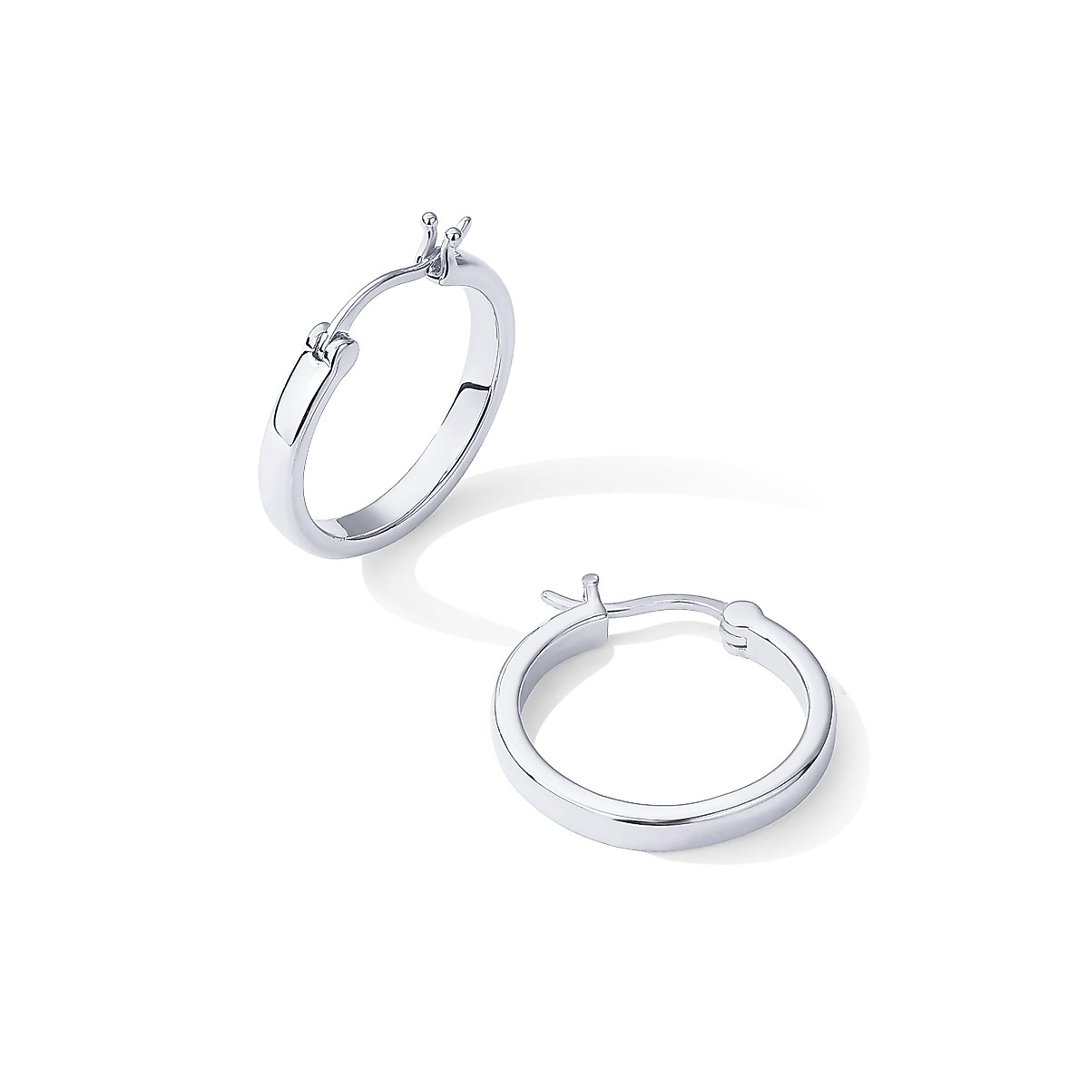 PAVOI 18K Gold Plated 925 Sterling Silver Post Lightweight Hoops | 20mm | Gold Hoop Earrings for Women (20.00, White Gold - Vermeil)