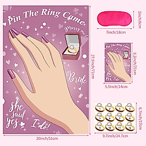 Hxezoc Pin The Ring On The Bride Game with 48 Pcs Rings, Large Bridal Party Games Poster for Bachelorette Party, Bridal Shower, Wedding Party, Birthday Party, Carnival Party Supplies