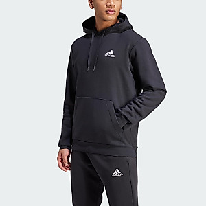 adidas Men's Essentials Fleece Hoodie, Black/White, Medium