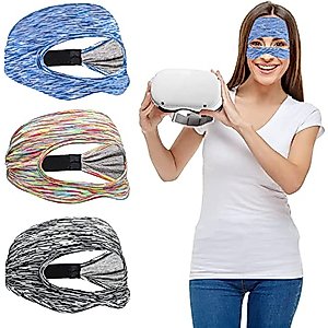 ELIATER VR Masks Sweatproof Cover Compatible with Oculus Go Quest 2, Breathable Sweat Band Use for VR Workouts Supernatual (3Pcs)
