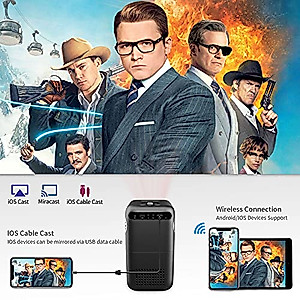 Portable Projector Native 1080p Home Theater, WiFi Projector Wireless for Android/iOS and Support iOS Cable Cast, LED Mini Projectors Built-in Bluetooth Speaker, Compatible with TV Stick,DVD,PC,HDMI