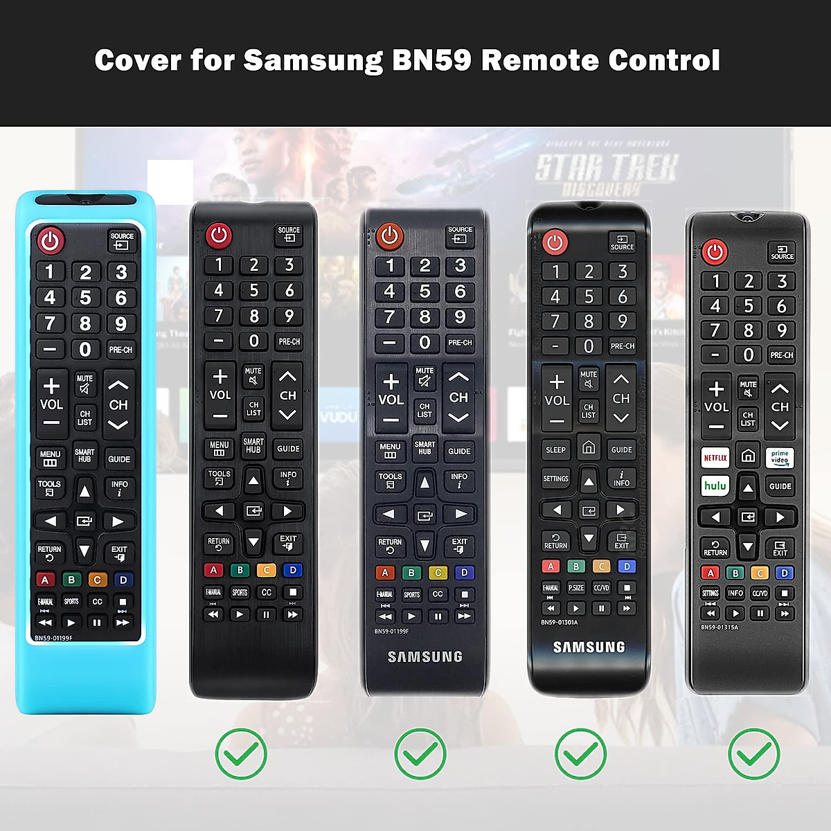 2 Pack Remote case for Samsung TV Controller, Silicone Remote Cover for BN59-01199F Samsung Remote Control, Smart TV Remote Skin Sleeve Glow in The Dark Green and Sky