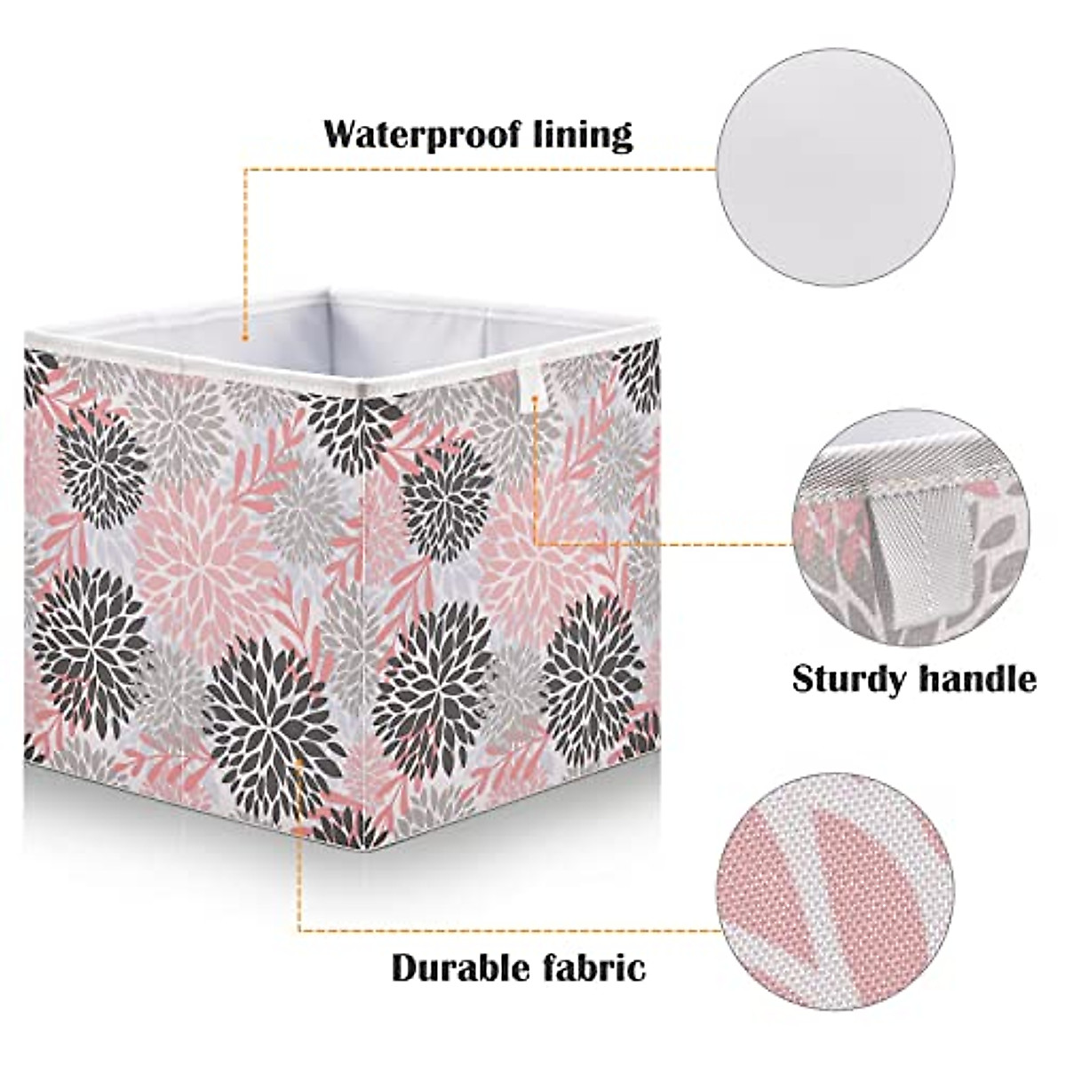 xigua Dahlia Flower Rectangle Storage Bin Large Collapsible Storage Box Canvas Storage Basket for Home,Office,Books,Nursery,Kid's Toys,Closet