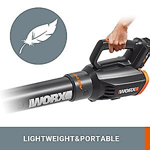 WORX Cordless Leaf Blower 20V WORXAIR Turbine Blower WG547.2 for Lawn Care Yard Work, 2 Variable Speed Control, 1 * 4.0 Ah Battery & Charger Included