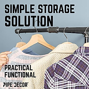 PIPE DECOR Black Steel Freestanding Tee-Style Clothing Rack Kit, DIY Industrial Pipe Coat Rack