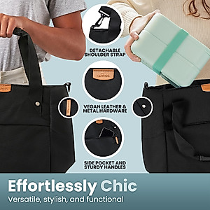 KARRICO Extra Spacious Insulated Lunch Bag for Women, Black, 10.5 L, BPA-Free, BioCote, Stylish & Functional