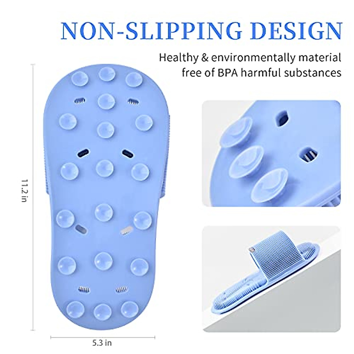 TATBOOMU Shower Foot Scrubber,Soft Silicone Bristles with Non-Slip Suction Cups - Cleans,Smooths,Exfoliates & Massages Your Feet Without Bending,Improve Circulation & Soothes Tired Feet (1PCS Blue)