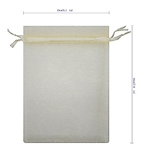 Ankirol 100pcs Sheer Organza Favor Bags 5x7'' for Wedding Bags Samples Display Drawstring Pouches (Champagne)