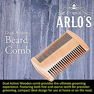 Arlo's 5-PC Mens Premium Beard Grooming Kit w/ Argan Beard Oil 2.5oz -Beard Oil, Beard Brush, Beard Comb, Beard Scissors & Carry Bag