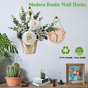 AKLVBL Decorative Wooden Wall Hooks and Small Cute Black Rustic Hooks Heavy Duty for Cubicle Hanging Coats,Towel,Picture,Hat,Purse,Key Hook,Plant,Dog Leashes