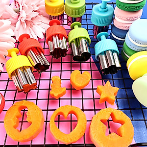 Vegetable Cutter Shapes Set - Press-type Mini Cookie Cutters Fruit Cookie Pastry Stamps Mold for Kids Baking and Food Supplement Tools Accessories (8pack)
