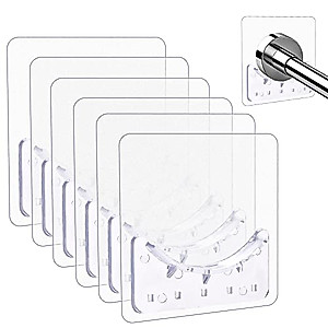 Transparent Adhesive Shower Curtain Rod Holder, Invisible Wall Mount Holder for Curtain Rod, Bathroom Curtain Rod Tension Bracket No Drilling Shower Rod Holders for Wall