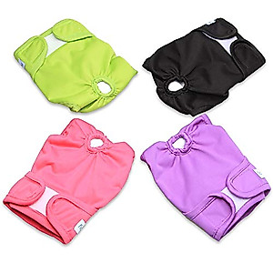 Teamoy 4pcs Washable Female Dog Diapers, Reusable Doggie Diaper Wraps for Female Dogs, Super-Absorbent and Comfortable, Large